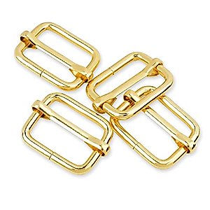 CooBigo 25 Pack 1 Inch Metal Adjustable Slide Buckles Tri-Glide Adjuster Suspender Strap Slider for Purse Bag Hardware Making Supplies Belt Backpack replacement Keeper(Gold)