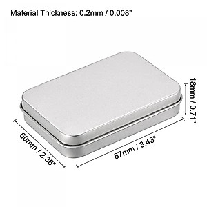uxcell Metal Tin Box, 8pcs 3.43" x 2.36" x 0.71" Rectangular Empty Tinplate Storage Containers with Hinged Lids, Silver Tone