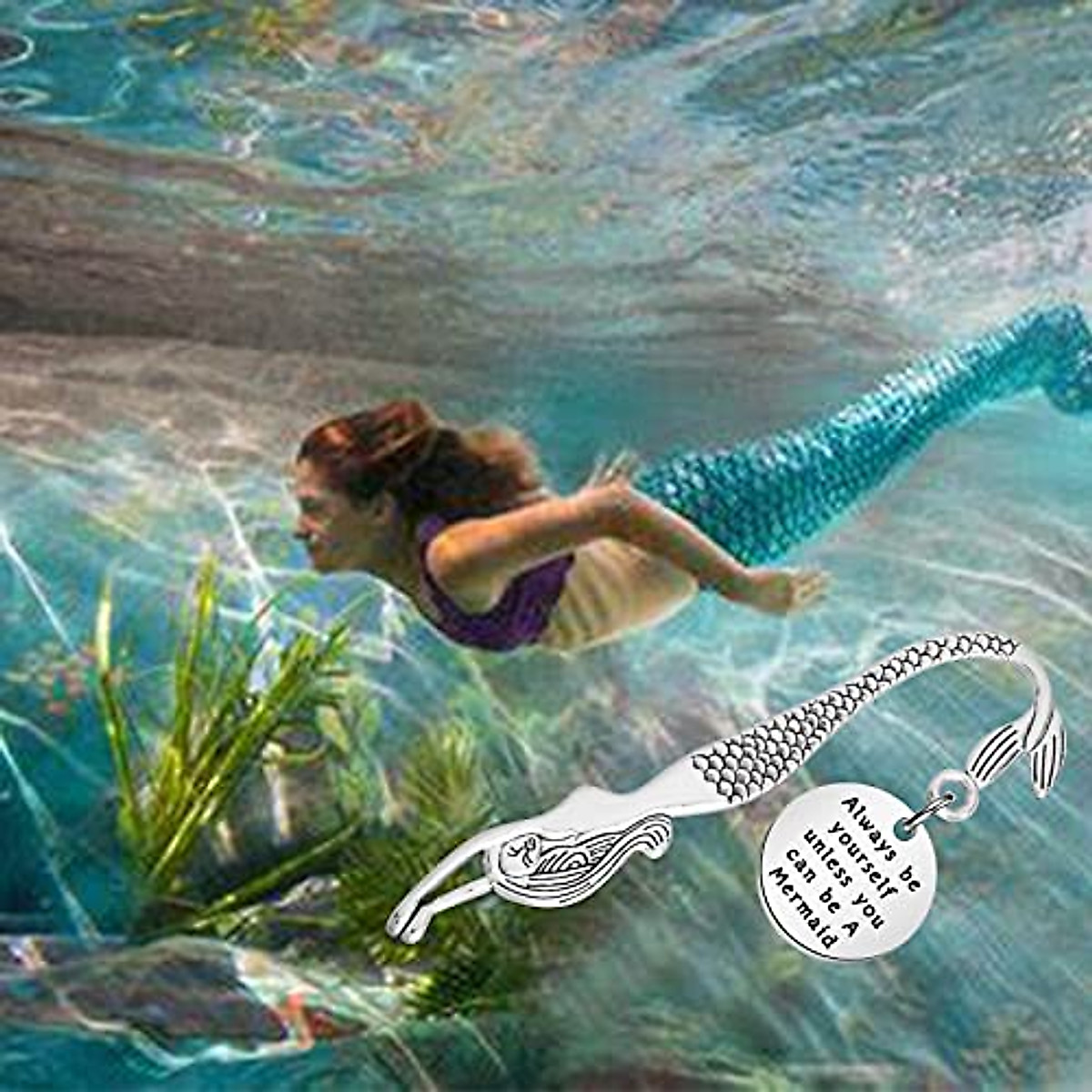 Zuo Bao Mermaid Scale Charm Bookmark Sea Mermaid Quote Always Be Yourself Unless You Can Be a Mermaid Bookmark (Mermaid Bookmark)