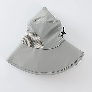 Home Prefer UPF50+ Mens Sun Hat Wide Brim Fishing Hat Airy Mesh UV Protection Hat Portable Bucket Sun Hat Light Grey