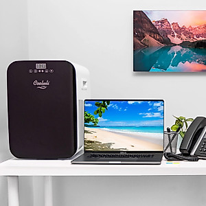 Cooluli 20L Mini Fridge For Bedroom - Car, Office Desk & College Dorm Room - Glass Front & Digital Temperature Control - 12v Small Refrigerator for Food, Drinks, Skincare, Beauty & Breast Milk (Black)