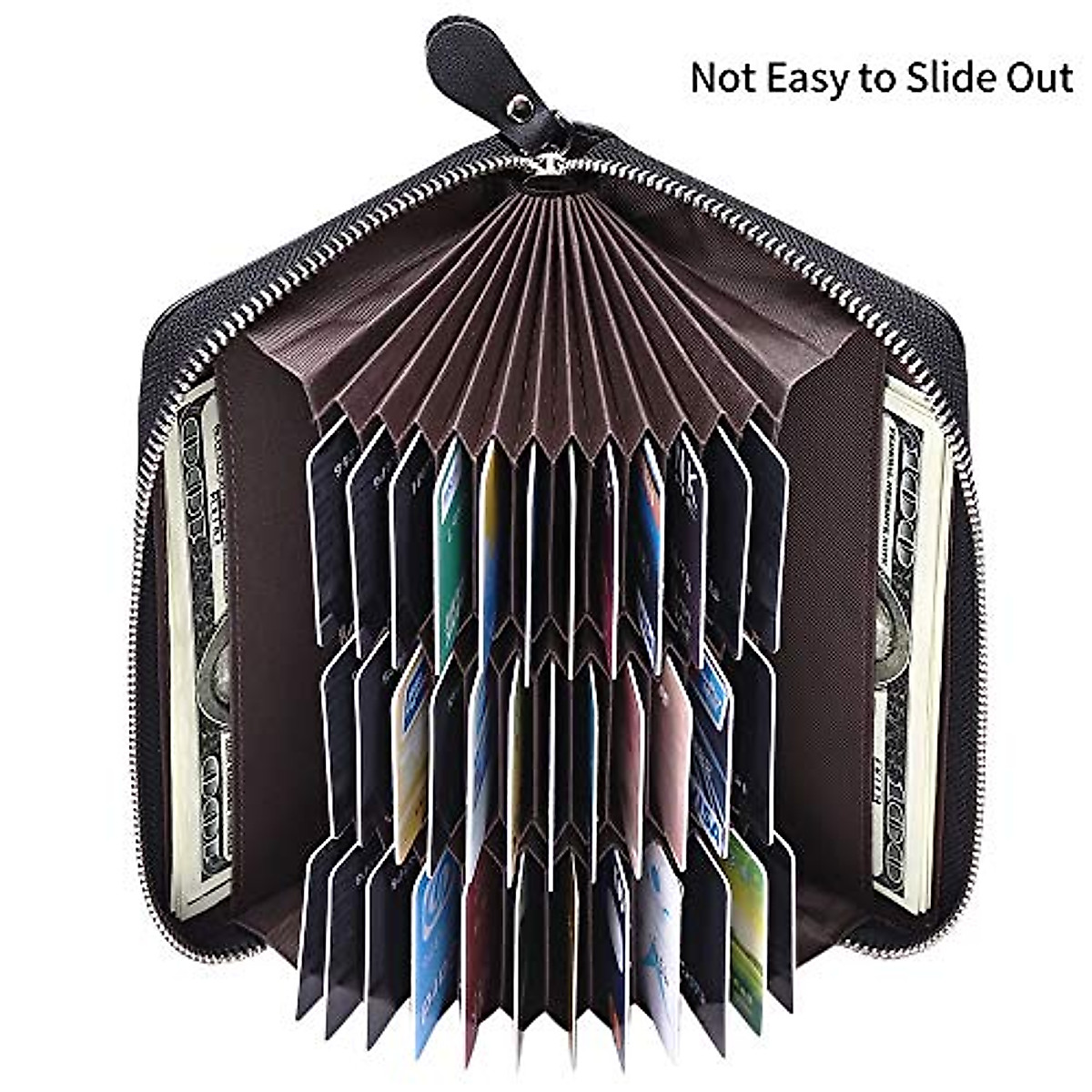 GOIACII Womens Wallet RFID Blocking Leather Credit Card Holder Phone Clutch Purse,Large Capacity Bifold Organizer with Wristlet