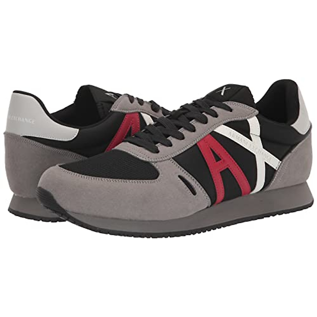 A | X ARMANI EXCHANGE Men's Retro Trainer Sneaker, Shark + Black, 10