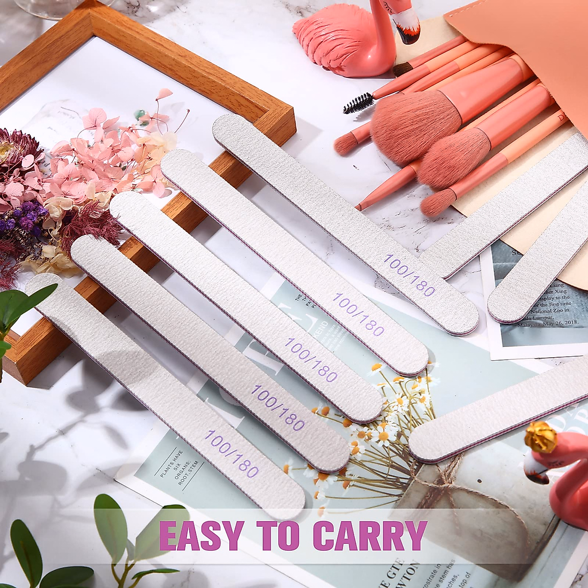 150 Pieces 100/180 Grit Nail Files Double Sided Emery Boards Washable Reusable Nail Buffers Manicure Tools for Natural Acrylic Toenails Home and Salon Use