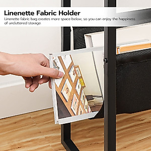 HOOBRO Narrow Side Table, Skinny End Table with Magazine Holder, Thin Bedside Table for Small Spaces Living Room, Small Nightstands Bedroom, Tempered Glass Side Table,Black BK66BZ01