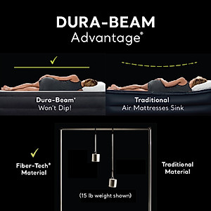 Intex Dura Beam Plus Deluxe Raised Pillow Inflatable Blow Up Portable Firm Air Mattress with Built-in Internal Air Pump, King-Sized Bed