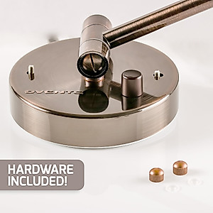 OVENTE 9" Lighted Wall Mount Makeup Mirror with 1X/7X Magnification, Double Sided Magnifying Bathroom Mirror, LED Glow Light, 360° Swivel Design, Extendable Folding Arm, Antique Brass MPWD3185AB1X7X