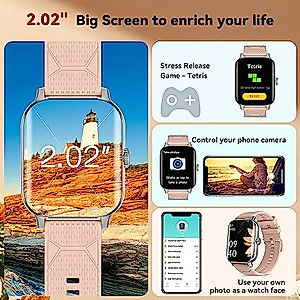 Smart Watches for Women,100+ Sport Modes Fitness Watch with Health Blood Pressure Monitor, Step Calorie Counter, Sleep Tracker, 2.02'' Touch Screen Bluetooth Digital Watch for Android iOS Compatible