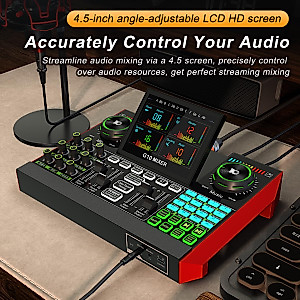 Podcast Equipment Bundle USB Audio Interface with Mixer, Multi-Channel Sound Board Voice Changer, Studio All-in-one XLR DJ Mixer for Phone PC Tik Tok Content Creator Kit Live Streaming Recording