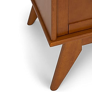 SIMPLIHOME Draper SOLID HARDWOOD 60 Inch Wide Mid Century Modern TV Media Stand in Teak Brown For TVs up to 65 Inches, For the Living Room and Entertainment Center