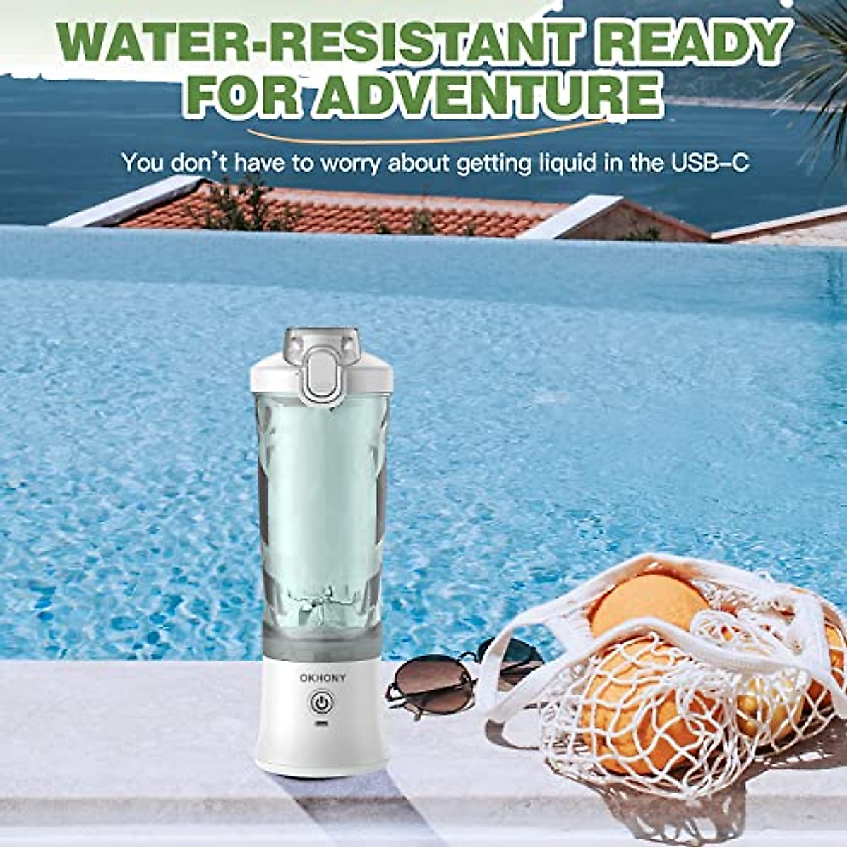 Portable Blender Personal Blender for Shakes and Smoothies with 20 Oz Travel Cup and Lid for Traveling, Outdoor, Gym, Office. (White)