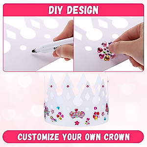 200 Pcs White Paper Crowns DIY Birthday Party Crowns for Kids, Birthday Party Hats Decorations Baby Shower Party Supplies (Classic Style)