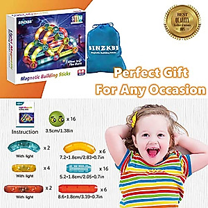 Magnetic Building Blocks,Large 3D Clear Magnets STEM Educational Construction Toys,Sensory Montessori Preschool Magnetic Building Sticks Blocks Kit for Kids Ages 3 4 5 6 Year Old Boys Girls Toddlers