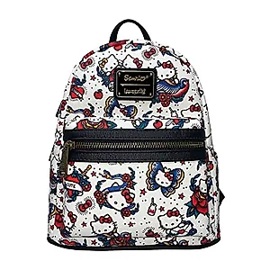 Loungefly Sanrio Hello Kitty Tattoo Allover Print Womens Double Strap Shoulder Bag Purse