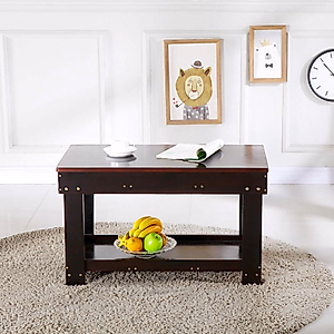 YouHi Kids Activity Table with Board for Bricks Activity Play Table (Dark Brown)