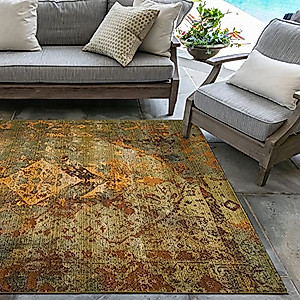 Liora Manne Marina Indoor Outdoor Rug - Traditional Designs, Comfortable & Durable, Power Loomed, Polypropylene Material, UV Stabilized, Kermin Green, 8'10" x 11'9"
