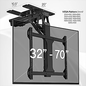 VIVO Electric Flip Down Swiveling Ceiling TV Mount for 32 to 70 inch Screens, Large Motorized Flat Ceiling VESA Mount, App and Voice Control, Black, MOUNT-E-FD70S