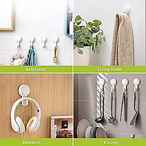 Elegear Suction Cup Hooks for Shower, Heavy Duty Shower Suction Hooks (4-Pack) Waterproof Shower Hooks for Loofah, Robe, Towel Reusable Vacuum Suction Hooks for Bathroom Kitchen