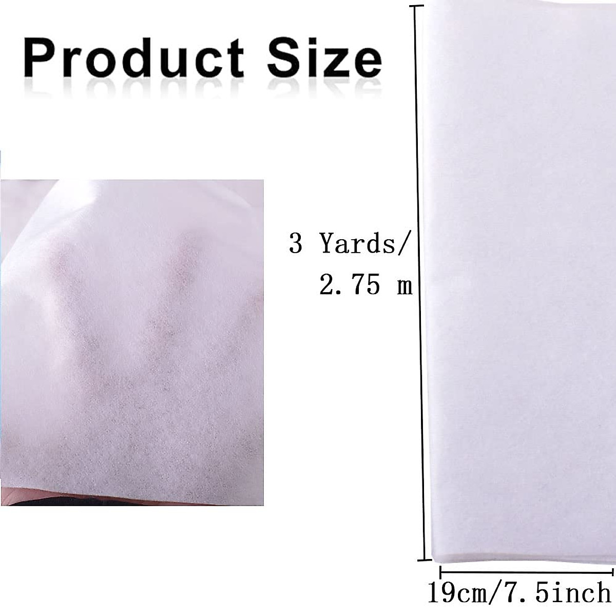 Non Woven Fusible Interface Blue/White Non Woven Interface Fabric 100% Air Filter For Face Mask DIY Supplies By Yard (3 Yards, White)