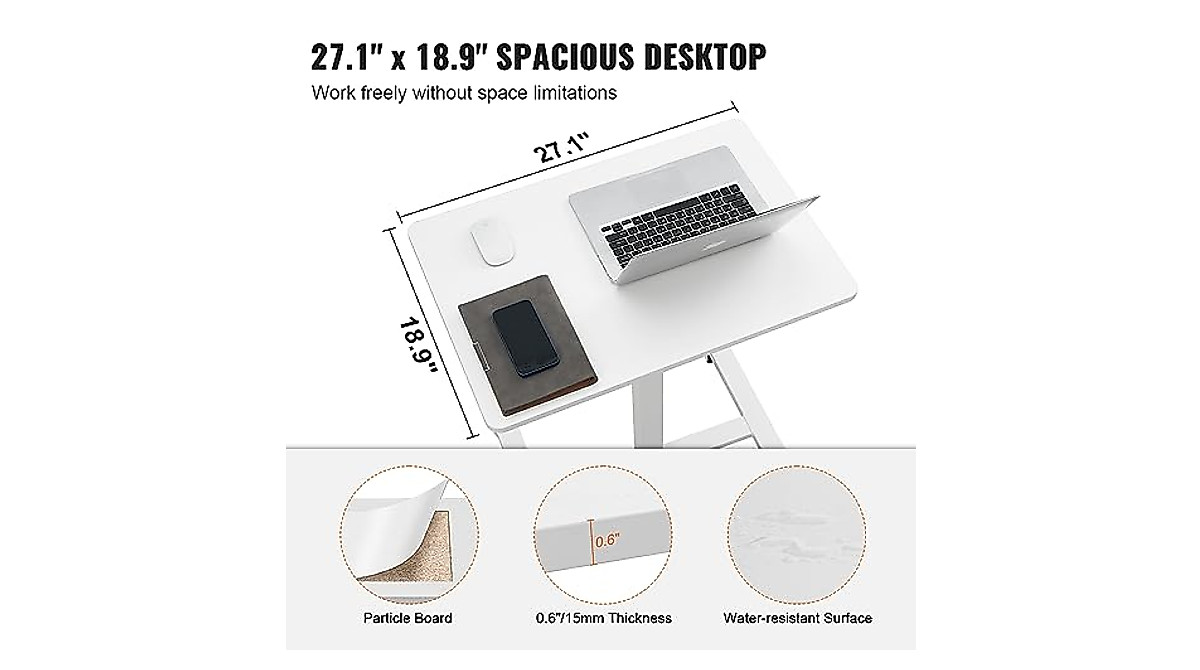 Adjustable Sit-Stand Desk with Wheels - VEVOR