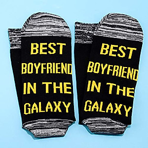 JXGZSO 2 Pairs Boyfriend Gift Best Boyfriend Socks Funny Boyfriend Christmas Gift Best Boyfriend In The Galaxy Socks (Best Boyfriend In The Galaxy)