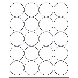 Laser / Ink Jet White Labels (2" Round for Printing with NO BLEED - 20 Per Page | 500 Labels)