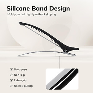 Sndyi Hair Sectioning Clips - Professional Non-Slip Duckbill and Roller Clips for Styling Sectioning, No Crease, 4.3", Black (12 Packs)