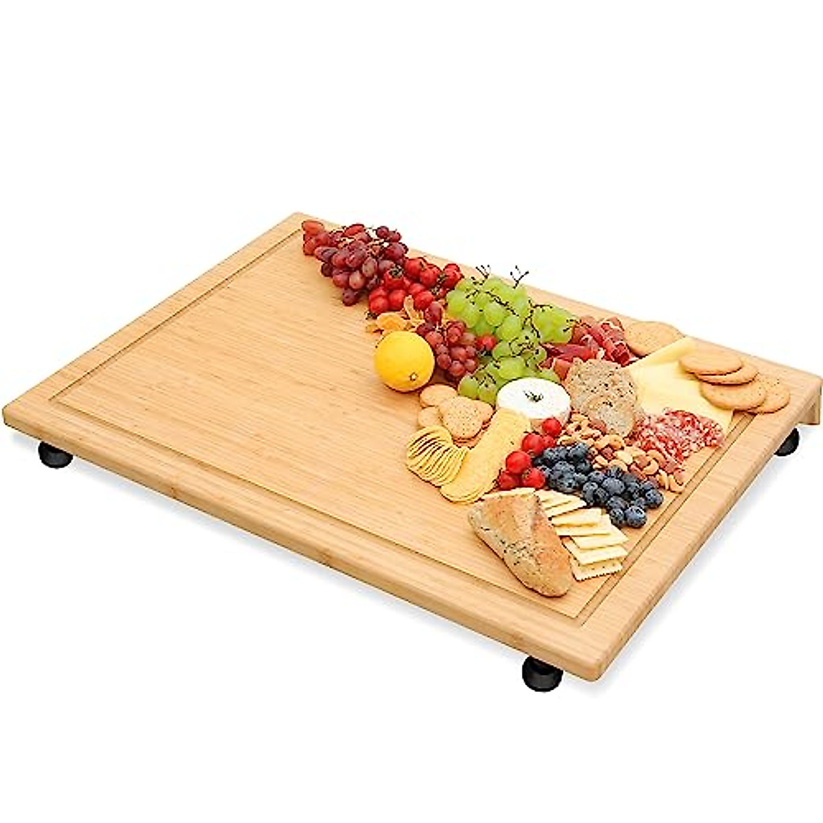 YUHFERA Stove Cover Board for Gas Stovetop - Raised Cutting Board with Legs and Juice Grooves, Adjustable Noodle Board Stove Cover for RV Stove Top (29.5" x 21.2")