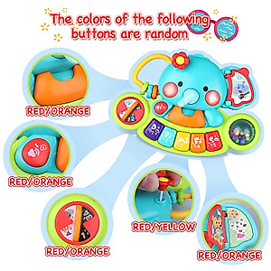 Kidpal Baby Musical Toys for 3 6 9 12 18 Months Boys & Grils, Elephant Music Keyboard Piano Toy for Infant Kids Toddler 1 2 Year Old, Educational Light Up Toy with Fine Motor, Gift for Newborn Baby1