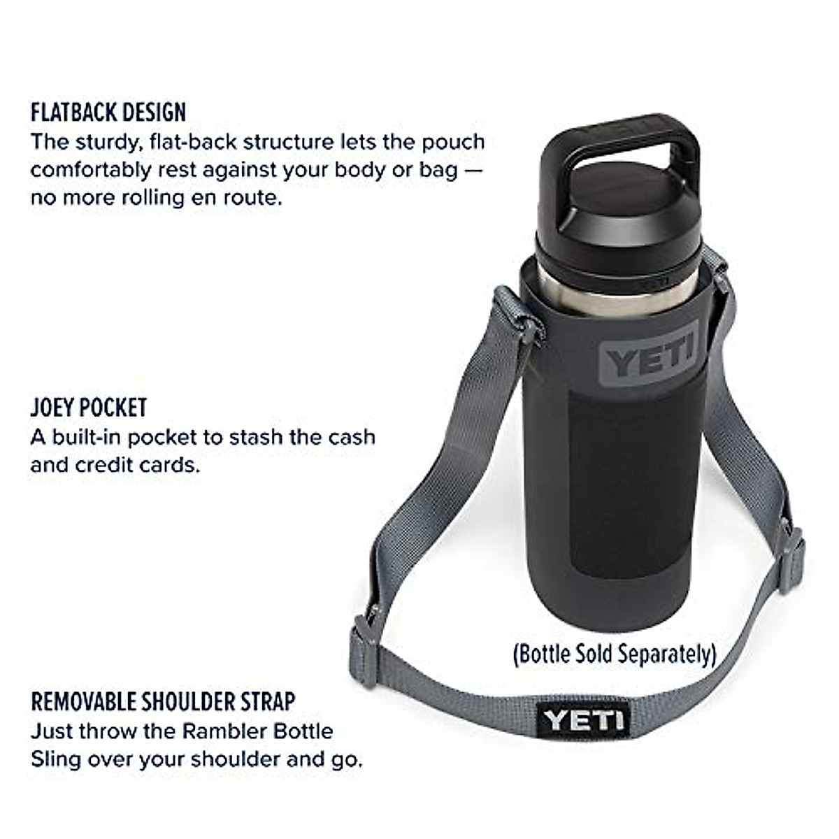 YETI Small Bottle Sling for Rambler 18 oz. Bottle, Charcoal