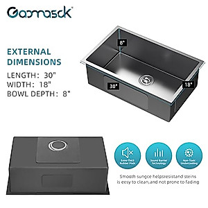 Gaomasck Nano Kitchen Sink,30 Inch Single Bowl Workstation Sink,Undermount Kitchen Sink,Stainless Steel Kitchen Sink with Strainer & Roll-Up Drying Rack,16 Gauge