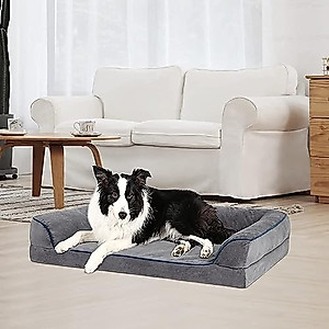 Sicilaien Dog Beds for Extra Large Dogs, Orthopedic Sofa Dog Bed with Removable Washable Cover&Nonskid Bottom, 7" Thick Head and Neck Support Dog Ded for Comfortable Sleep