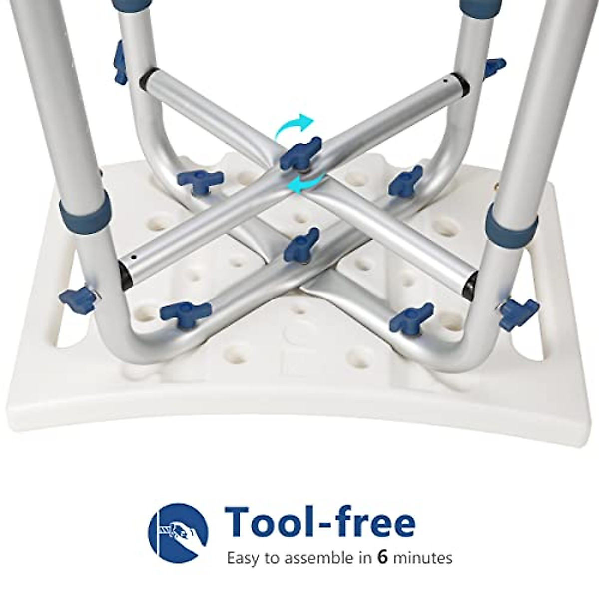 Zler Shower Chair with Back, 500lb Heavy Duty Shower Bench for Inside Shower, Anti-Slip Shower Chair for Bathtub, Tool Free Shower Chair for Senior, Handicap & Disabled