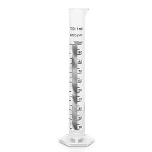 Brewing America 100ml Plastic Graduated Cylinder Beaker - 100ml Science Measuring Test Tube Flask, 2-Sided Marking - Black and Raised Graduation Lines, Pour Spout