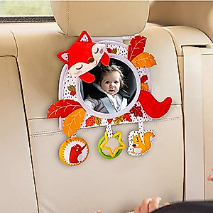 Baby’s Activity Hanging Toy with in-Sight Car Mirror for car seat, Stroller, Crib and Tummy time (Fox)