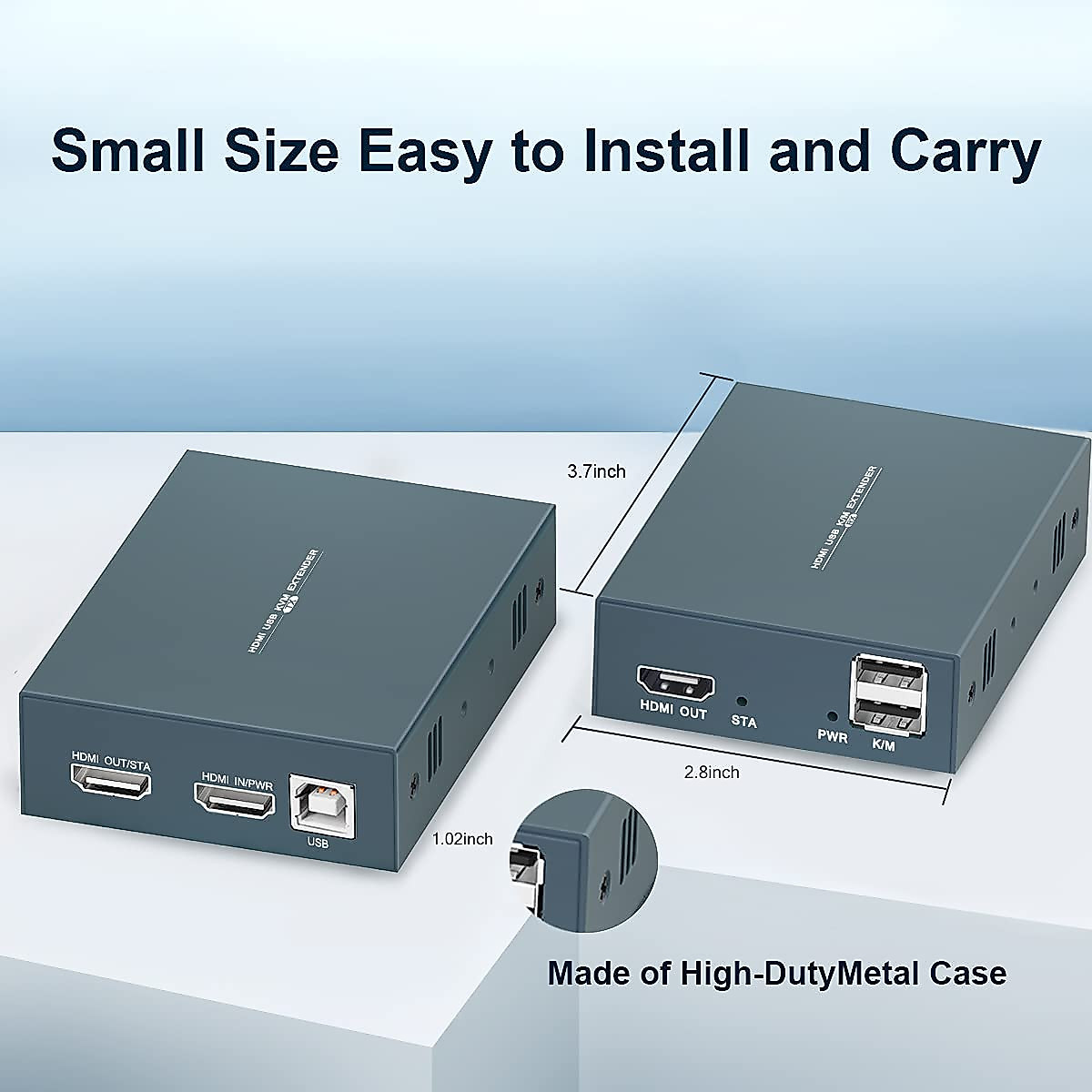 HDMI KVM Extender, 1080P@60Hz Ultra HD Resolution, Over Cat5e/6/7 Ethernet Cable, Up to 165ft/50m with Loop Out & POC Function - Support Keyboard and Mouse