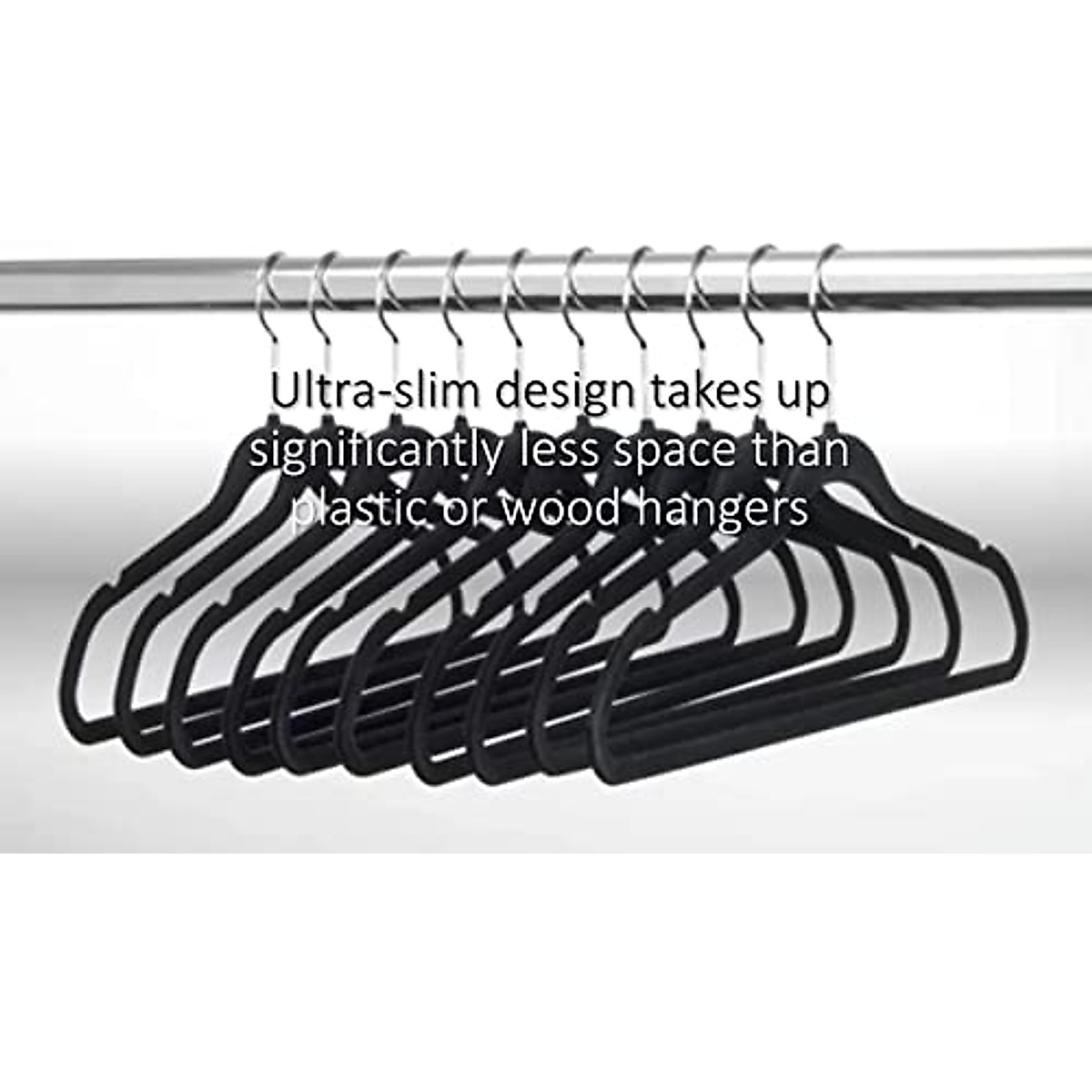 Method Mod Premium Velvet Hangers | Ultra Slim, Non-Slip, Durable Clothes Hanger, Coat Hanger, and Pants Hangers with 360 Degree Swivel Hook | Black Hangers 50 Pack