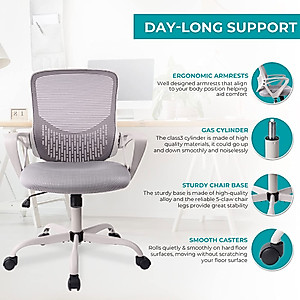 Office Chair, Ergonomic Home Desk Chair Mid Back Mesh Chair Rolling Swivel Computer Chair with Lumbar Support (Office Chair, Light Grey)