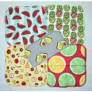1 Ply Printed Flannel Little Wipes 8x8 Inches Set of 5 Farmers Market