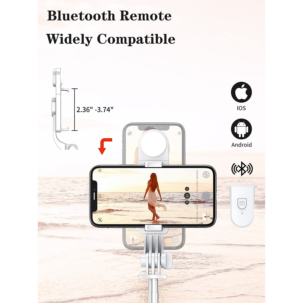 Selfie Stick Tripod with Wireless Remote, 46'' Cellphone Selfie Stick Tripod with LED Fill Light, for iPhone 16/15/14/14 pro/13/13 Pro/12/11/11 Pro/XS Max/XS/XR/X/8/7 and Android Smartphone(Upgrade)