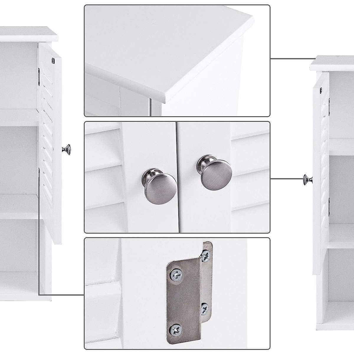 GOFLAME Bathroom Cabinet Wall Mounted, Wood Medicine Cabinet Storage Organizer with 2 Doors and 1 Shelf, Wall Cabinet with Adjustable Shelf, Simple and Modern Style, White