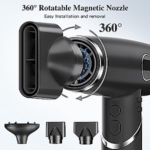 Slopehill Foldable Professional Ionic Hair Dryer, 2000W Portable Blow Dryer with Magnetic Diffuser Attachment for Curly Hair, 110,000 RPM Hair Dryer for Travel Salon, LCD Display/AUTO Clean