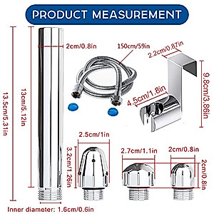 Handheld Shower with Faucet Douche Attachments, Shower 3 Heads in Aluminium - with Faucet Splitter, 59 inch Hose and Hook up Toilet or Wall Mount