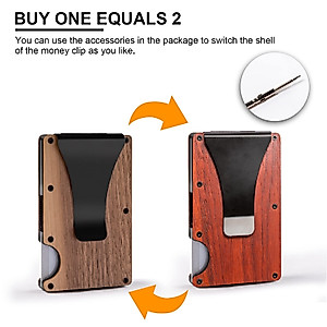 Theft Aluminum Slim Wallet-BYTMJ Multifunction Wooden Wallet Large Capacity Minimalist Wallet RFID Wallet Slim Metal Wallet with Accessories and Gift Box Suitable for Men