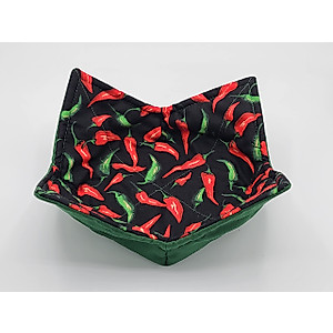 Hot Pepper Microwave Bowl Cozy Southwestern Reversible Microwaveable Potholder Cayenne Chilis Soup Buddy Southwestern Kitchen Linens Chef Teacher Gifts Spicy Food Lover Gift Under 10