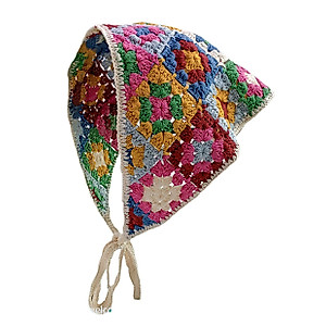 Solyinne Women's Crochet Head Kerchief Knitted Hair Scarf Headwrap for Women Girls Floral Fruits Headband