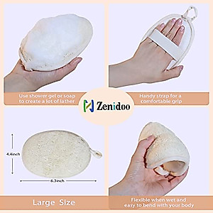 Natural Loofah Sponge Exfoliating Body Scrubber for Shower,Zenidoo Bath Shower Loofa Sponge for Women and Men,Made with Eco-Friendly and Biodegradable Luffa Pads,Large Size(2 Pack)