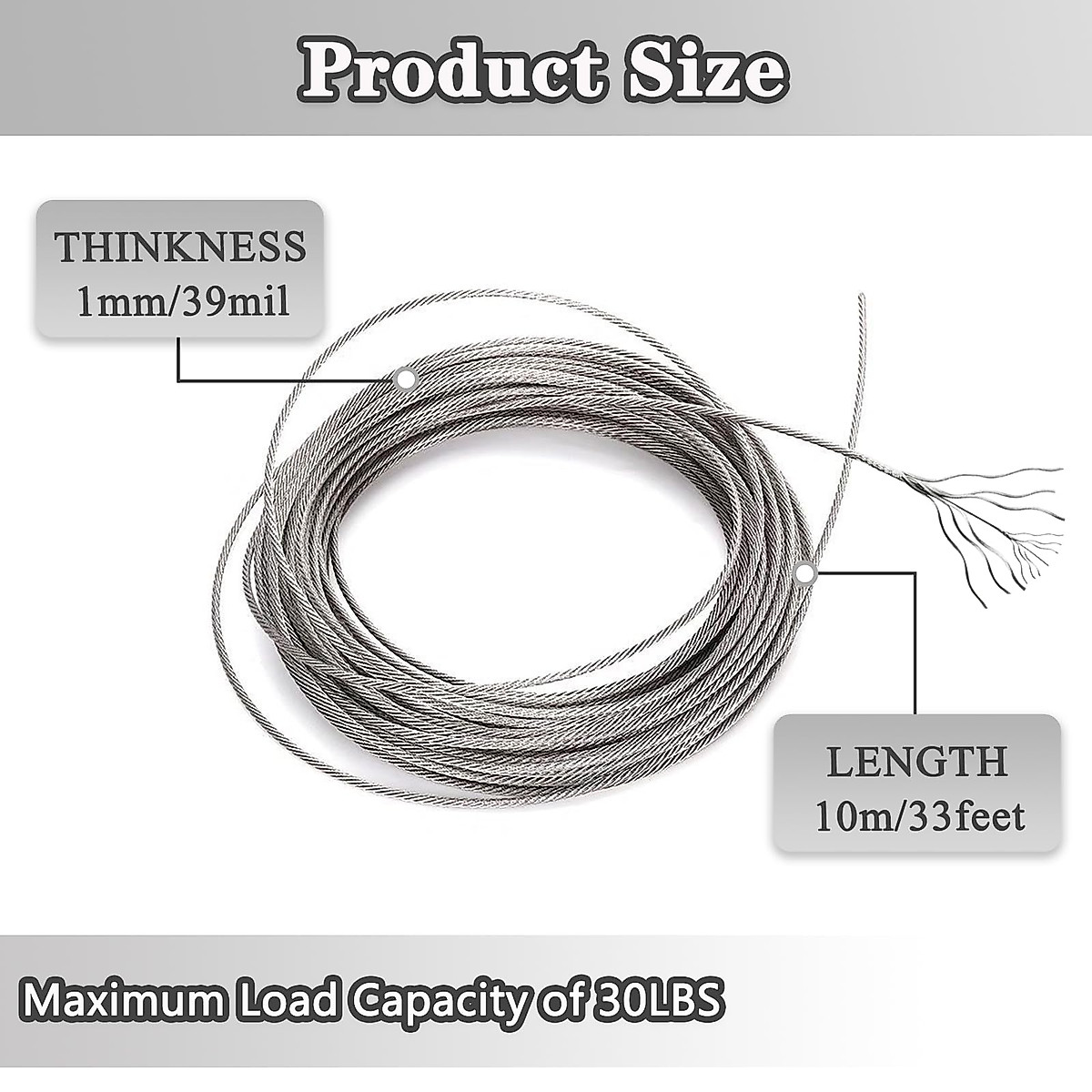 Picture Frame Wire for Hanging, Picture Hanging Wire Kit 33 Feet Picture Frame Wire Heavy Duty Stainless Steel Wire for Hanging Pictures, Mirror, Artwork, Light, Canvas Hanging Kit