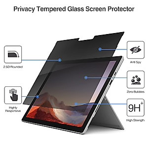 ProCase Privacy Screen Protector for Surface Pro 7 Plus, Pro 7, Pro 6, Pro 5, Pro 4, Tempered Glass Dark Anti-Spy Screen Film Guard for 12.3 Inch Surface Pro 7+/7/6/5/4
