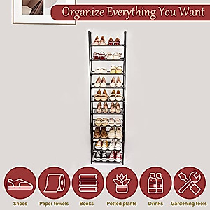 Elechotfly Shoe Rack, 20 Pairs Shoe Storage Organizer, 10 Tiers Tall Shoe Stand, Easy Assembly Stackable Sturdy Shoe Tower, Metal Shoe Shelf for Entryway, Closet, Garage, Bedroom, Cloakroom